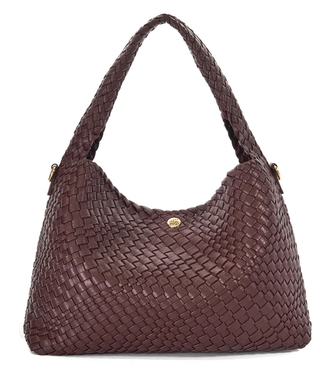 Dune London Burgundy DELIBERATE Woven Shoulder Bag
