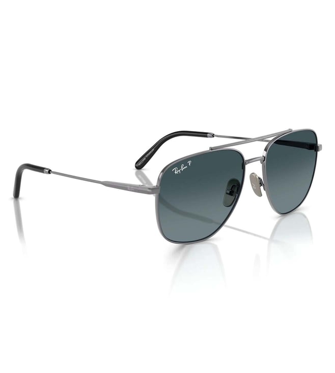 Ray-Ban Titanium Made In Japan Blue Polarized Aviator Unisex Sunglasses ...