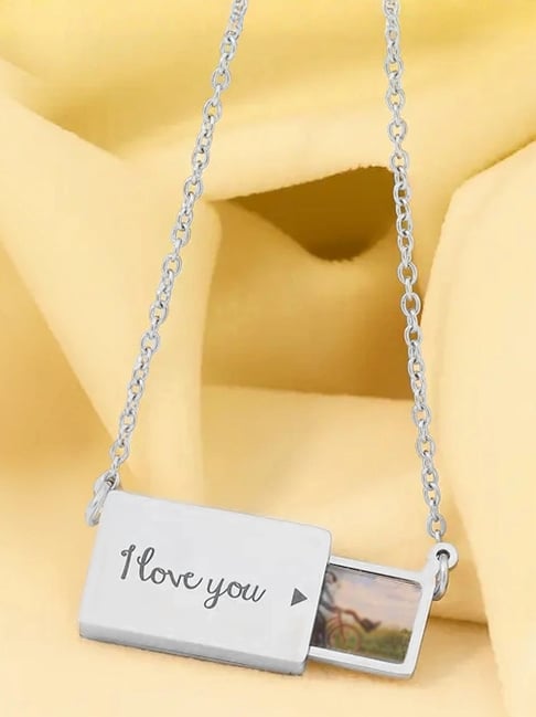 Buy Peora Silver Plated I Love You Secret Photo Locket Chain Online At Best Price Tata CLiQ