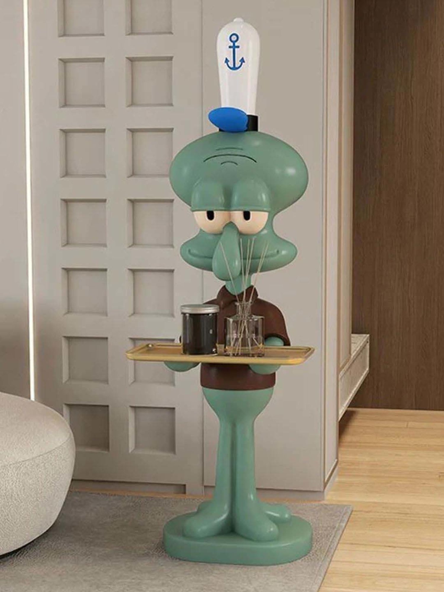 Smokey Cocktail Green Resin Squid Ward Side Table