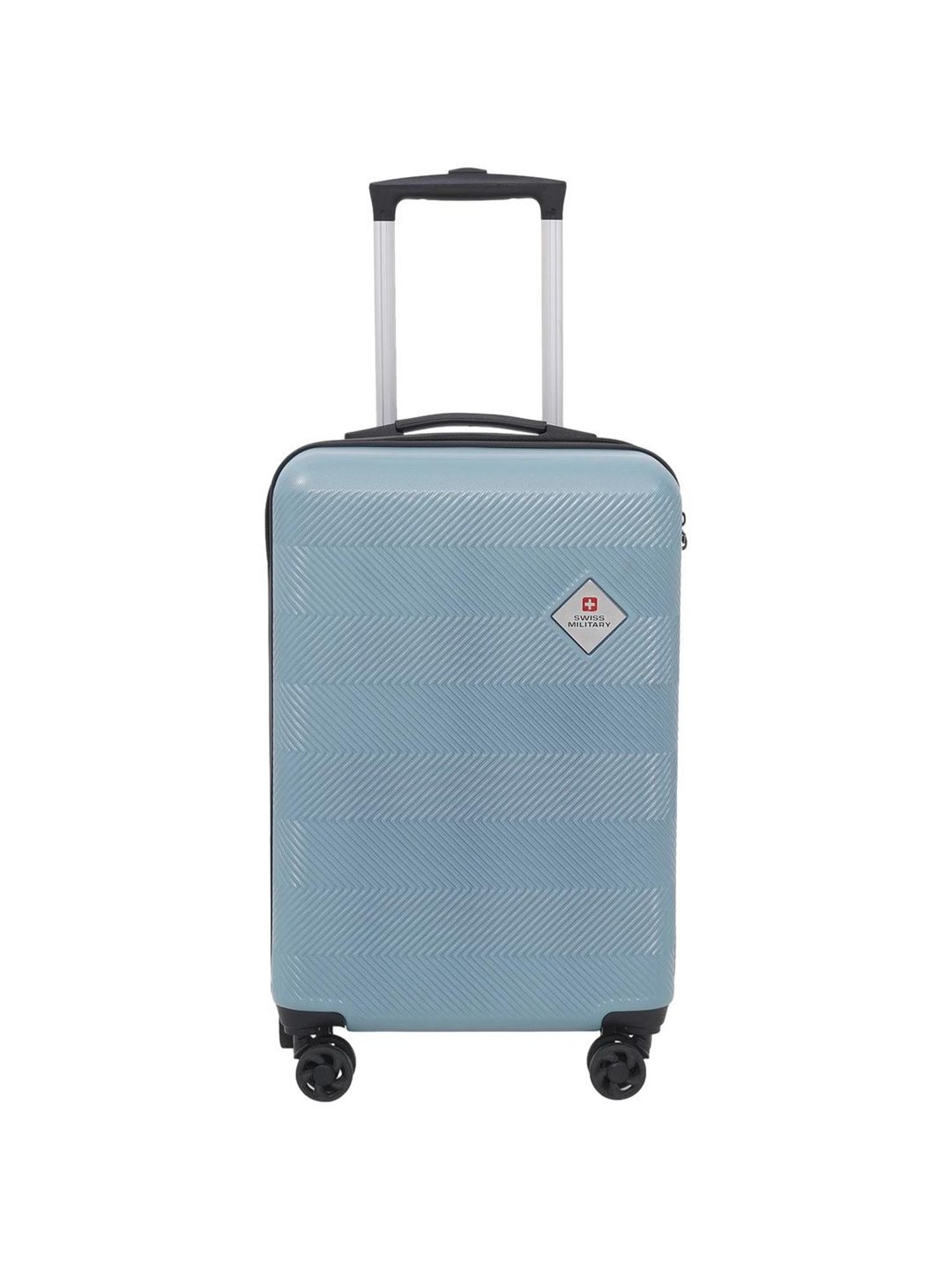 Swiss Military Pastel Blue 8 Wheels Small Hard Cabin Trolley Bag