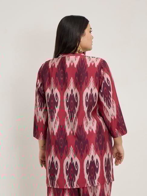 Diza by Westside Red Ikat-Printed A-Line Tunic