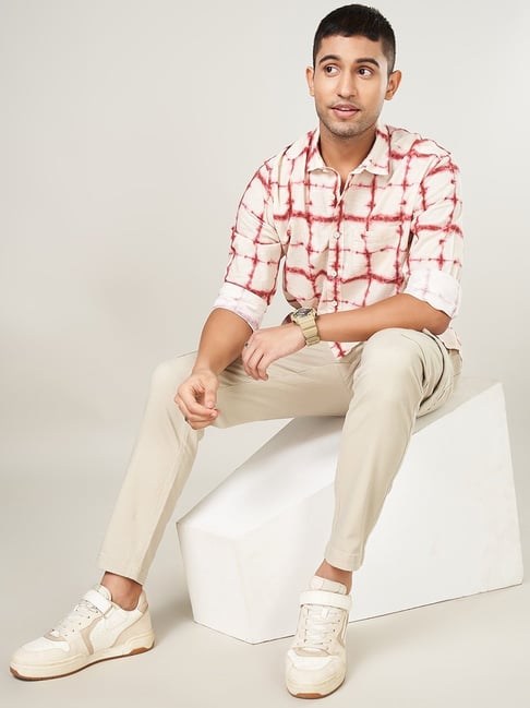 Beige & Red Shirts by Urban Ranger by Pantaloons for Men