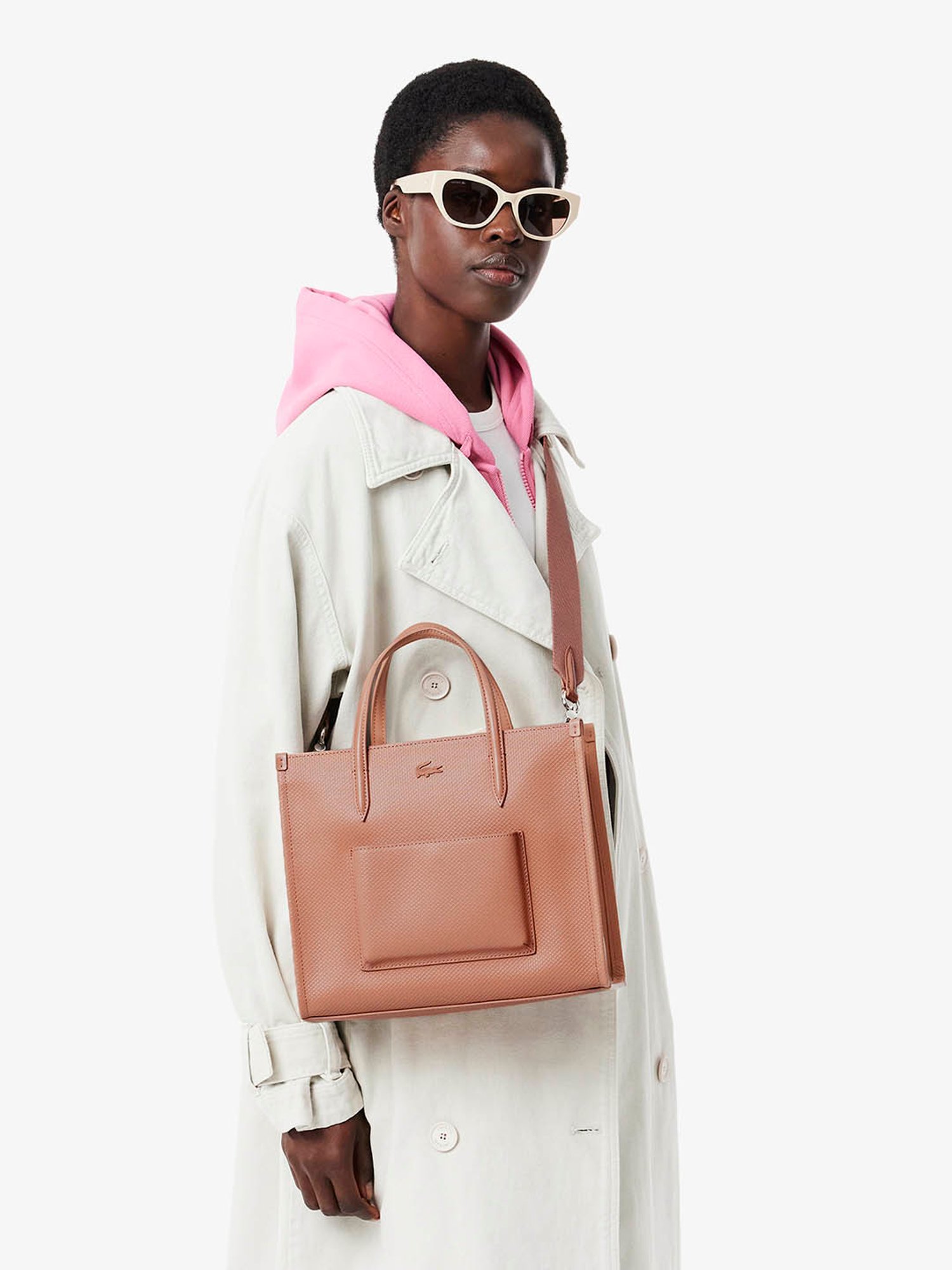 Lacoste Grey Small Chantaco Leather Tote