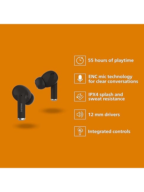 Buy Philips Black Audio True Wireless In Ear Earbuds With Charging Case ...