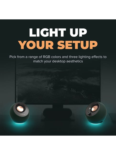 Creative Black Pebble Pro Computer Rgb Speakers With Bluetooth