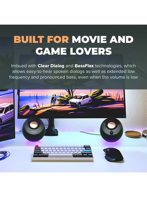 Creative Black Pebble Pro Computer Rgb Speakers With Bluetooth