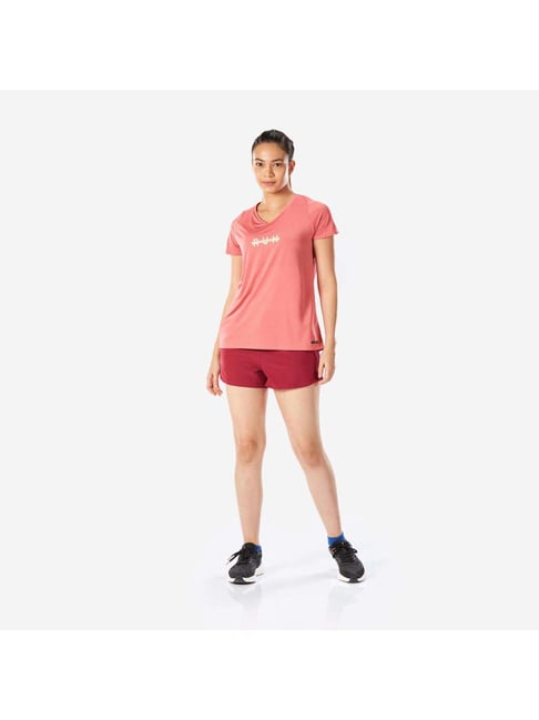 Women's Clothing Decathlon Sports Wear Pink T-shirts with Slim Fit