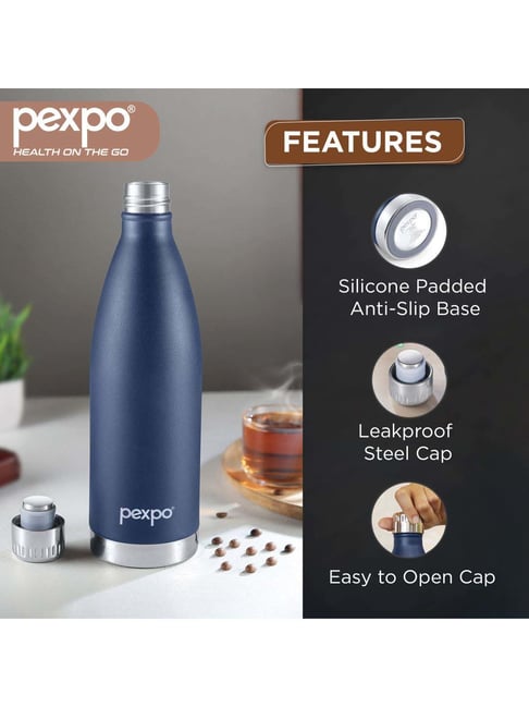 Pexpo Denim Blue Stainless Steel Water Bottle (850ml)