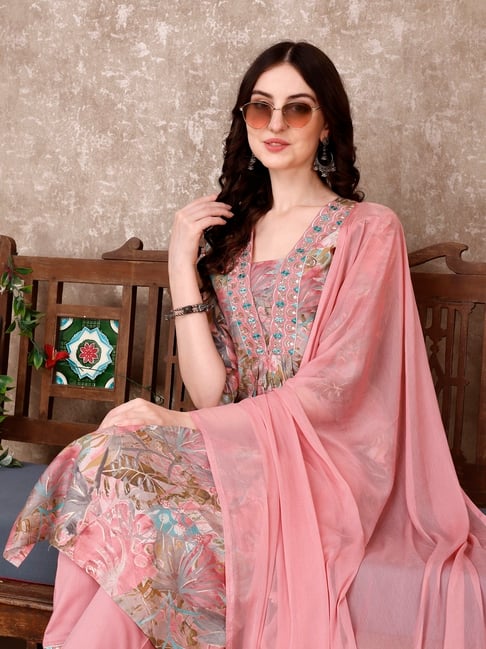 Women's Clothing BERRYLICIOUS Ethnic Wear Pink Suits with Regular Fit