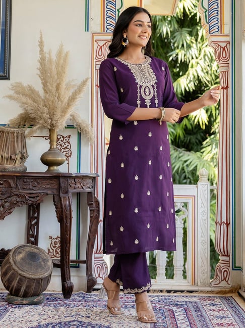 Women's Clothing Purple Suits for Ethnic Wear by Skylee
