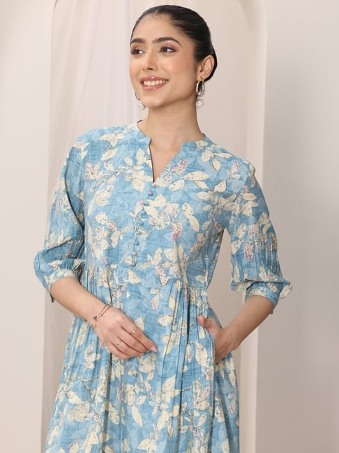 Women's Clothing Libas Western wear Blue Dresses with Flared Fit