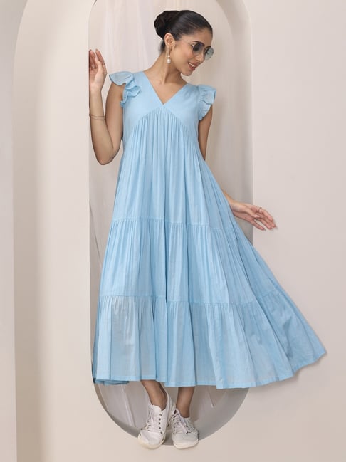 Women's Clothing Light Blue Dresses for Western wear by Libas