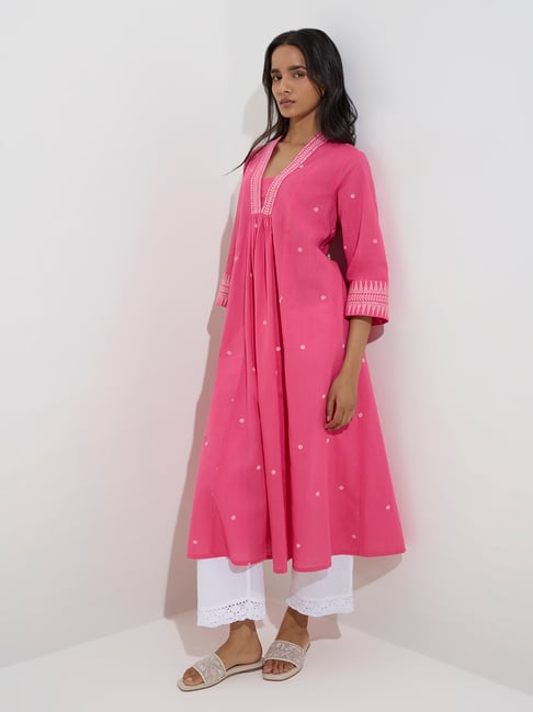 Women's Clothing Utsa Ethnic Wear Pink Kurtis & Kurtas