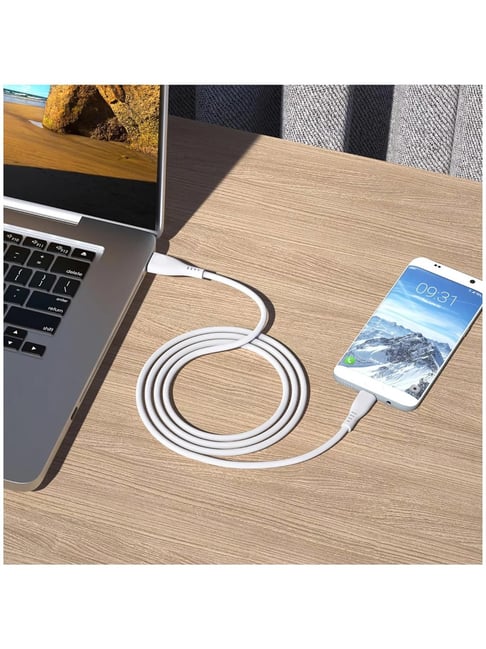 Plugtech White 2.4A Fast Charging USB Type C Cable (1M)