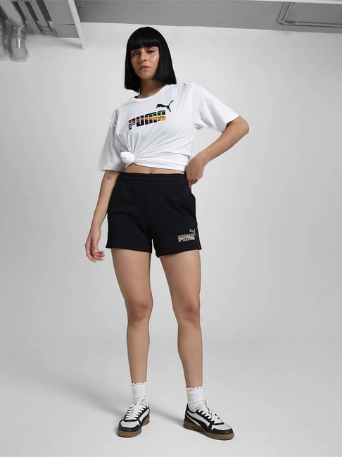 Women's Clothing Puma Western wear Black Shorts with Regular Fit