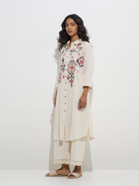Women's Clothing Utsa Ethnic Wear Off-White Kurtis & Kurtas