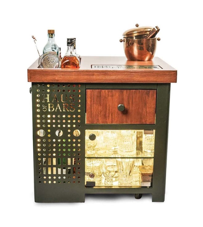 Buy HAUS OF BARS by SpeedX Royale Green Mini Bar With Display Cabinet Online @ Tata CLiQ Luxury