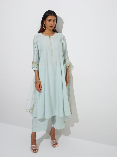 Women's Clothing Vark Ethnic Wear Mint Suits