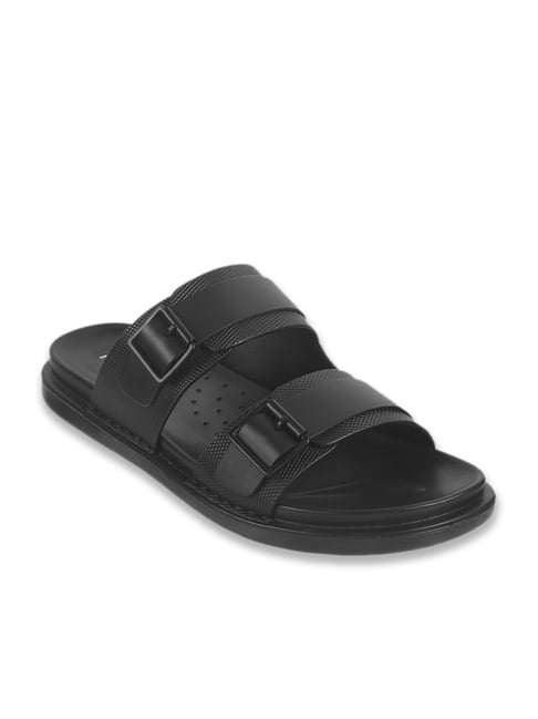 Mochi Black Sandals & Floaters