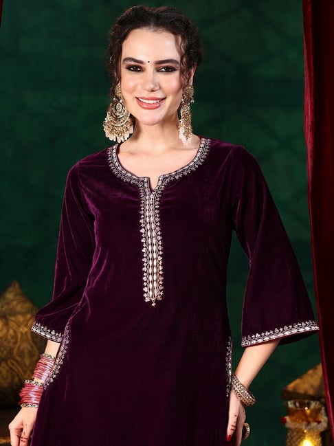 Women's Clothing Burgundy Suits for Ethnic Wear by Libas