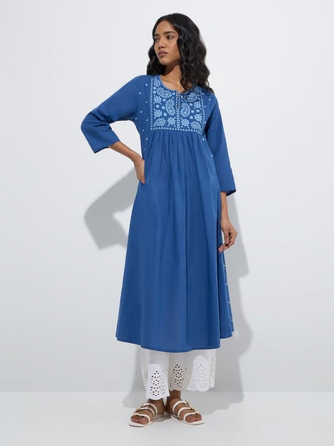Women's Clothing Utsa Ethnic Wear Indigo Kurtis & Kurtas