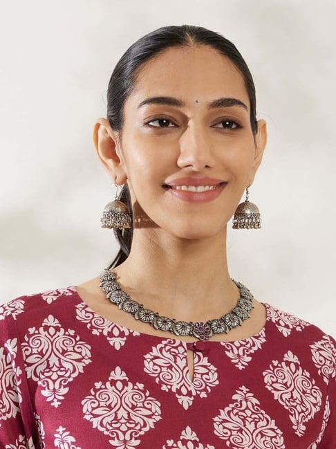 Women's Clothing Daali Ethnic Wear Wine Kurtis & Kurtas with Regular Fit