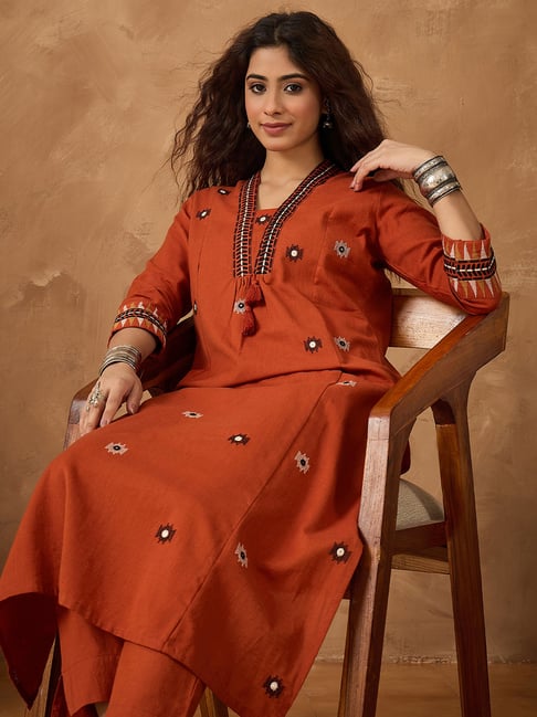 Women's Clothing Rust Suits for Ethnic Wear by Varanga