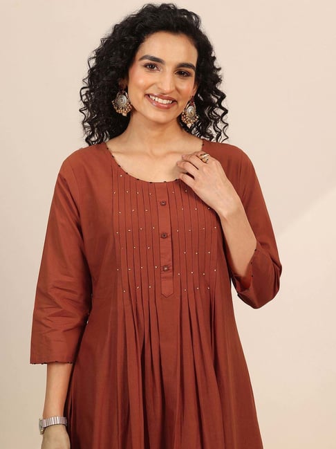 Women's Clothing Ethnic Wear Suits from Libas in Rust