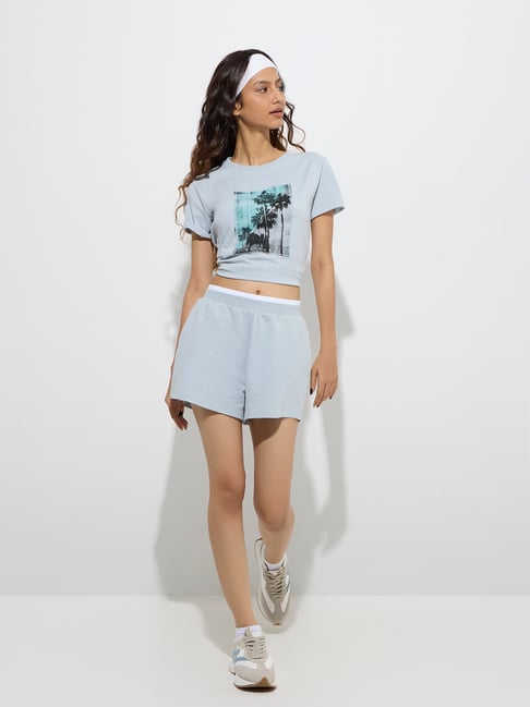 Women's Clothing Studiofit Women Sports Wear Dusty Blue T-shirts