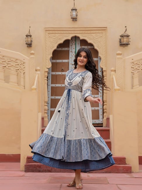 Women's Clothing Juniper Ethnic Wear Ethnic Dresses with Cotton Fabric