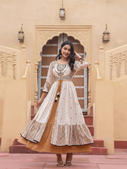 Women's Clothing Juniper Ethnic Wear Ethnic Dresses with Cotton Fabric