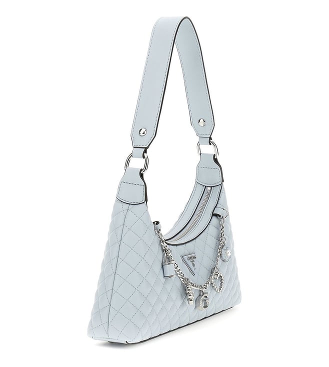 Guess Misty Blue Everlee Quilted Hobo Bag
