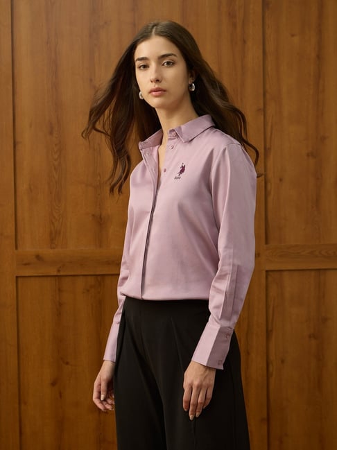 Women's Clothing U.S. Polo Assn. Western wear Light Pink Shirts