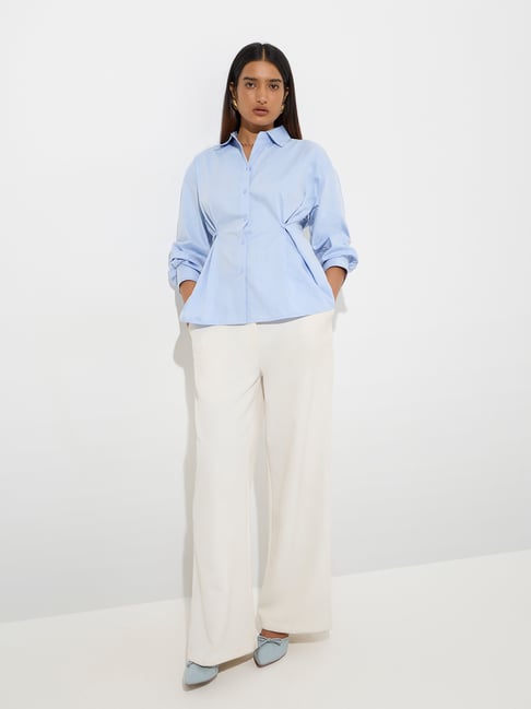 Women's Clothing Wardrobe Formal Wear Light Blue Shirts
