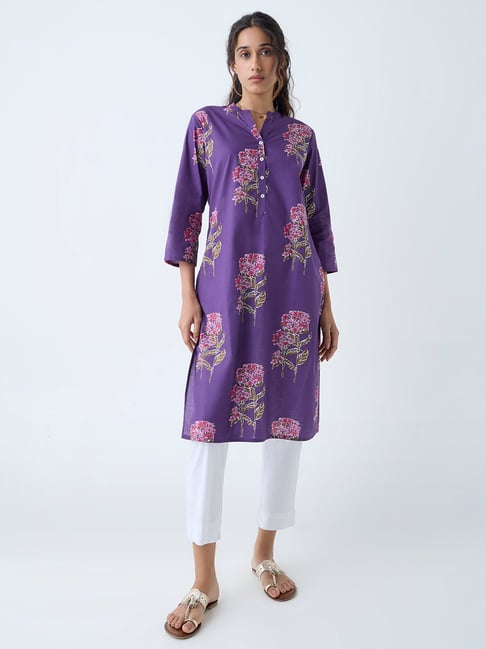 Women's Clothing Utsa Ethnic Wear Purple Kurtis & Kurtas