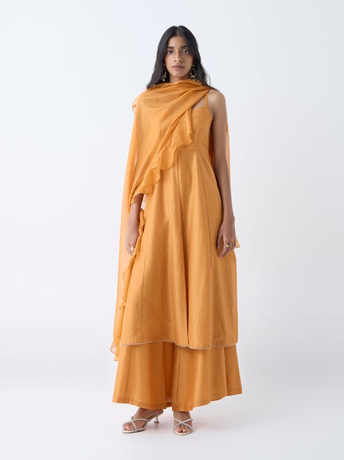 Women's Clothing Vark Ethnic Wear Mustard Suits