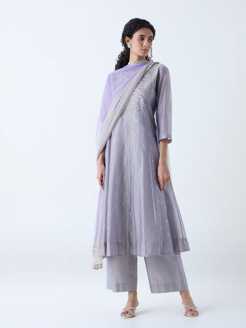 Women's Clothing Vark Ethnic Wear Silver Suits