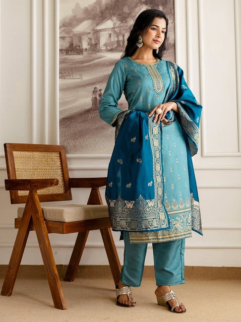 Women's Clothing Skylee Ethnic Wear Blue Suits