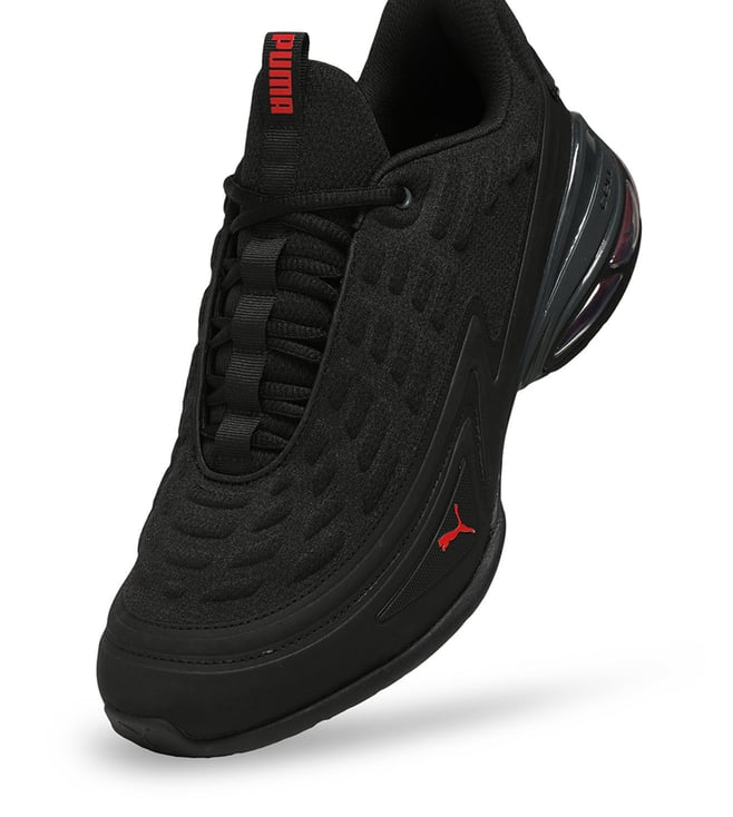 Puma Unisex Essentials Meza Supportive Black & Red Running Shoes