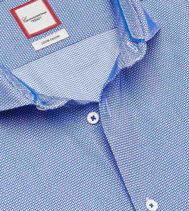 Camicissima Navy Blue Milano Dobby Slim Fit Shirt