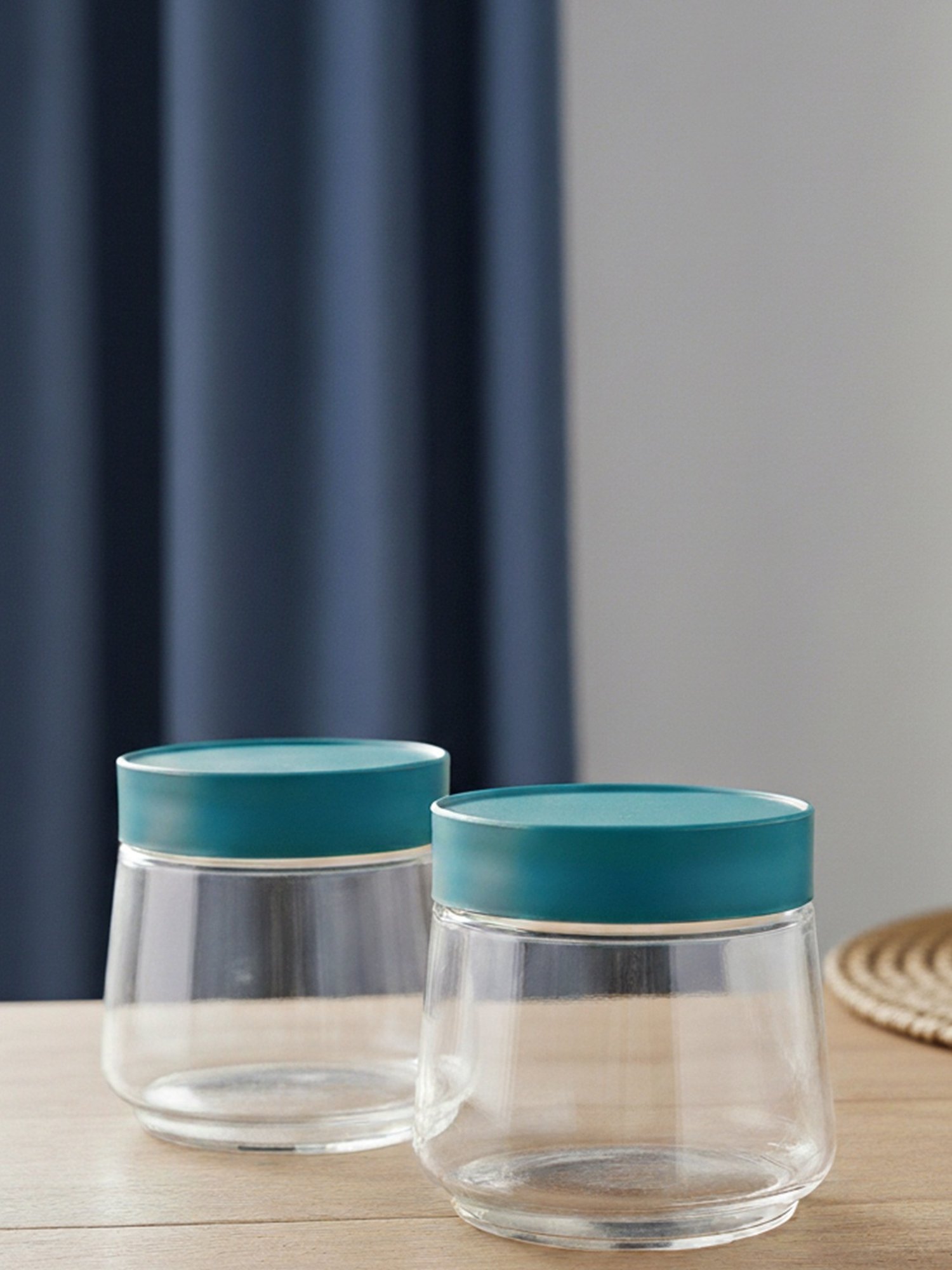 Luminarc Clear Glass Swing Jar with Blue Lid - Set of 2 (500 ml)