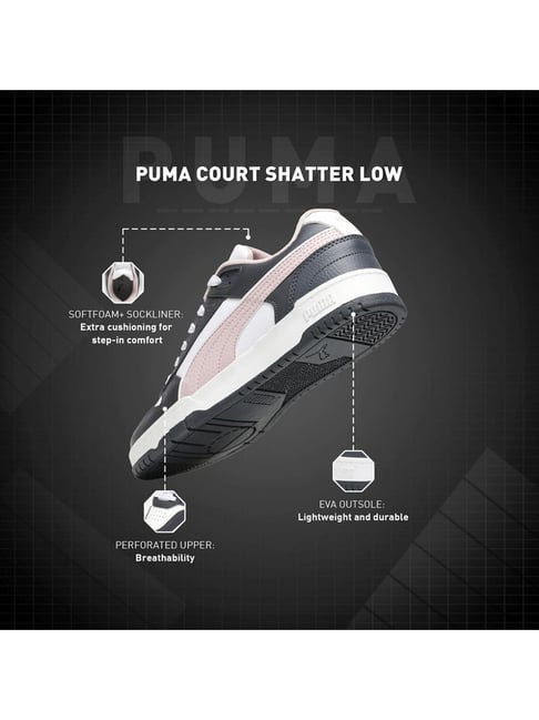 Puma White, Strong Grey & Mauve Mist Sneakers for Men, Rubber Sole