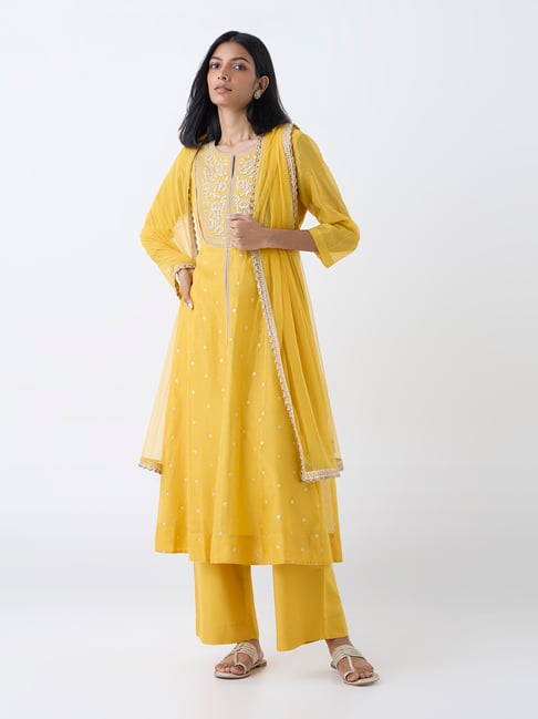 Women's Clothing Vark Ethnic Wear Yellow Suits