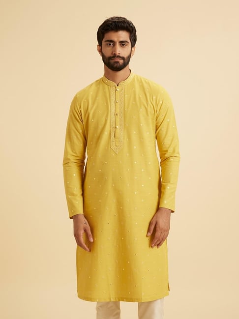 Kurta sets by Manyavar in Yellow for Men