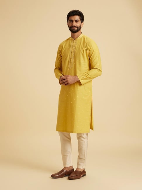Manyavar Kurta sets for Men in Yellow