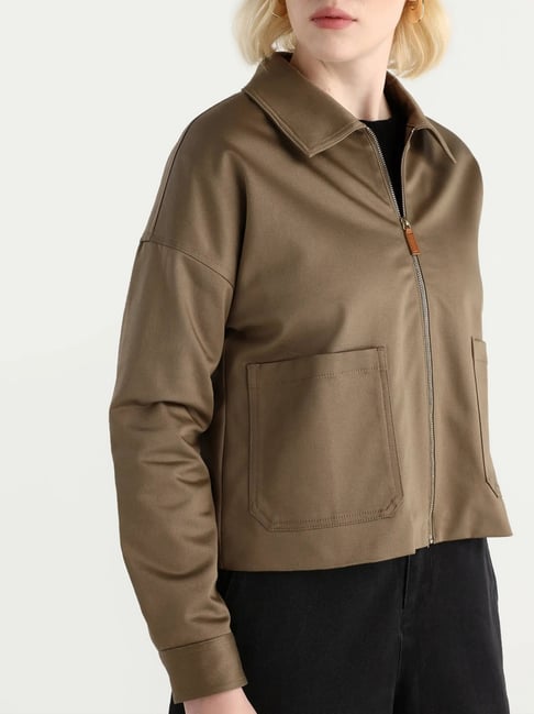 Women's Clothing RAREISM Western wear Khaki Jackets & Blazers with ...