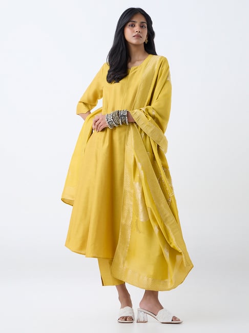 Women's Clothing Vark Ethnic Wear Mustard Suits