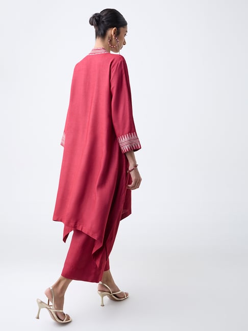 Women's Clothing Zuba Red Kurtis & Kurtas