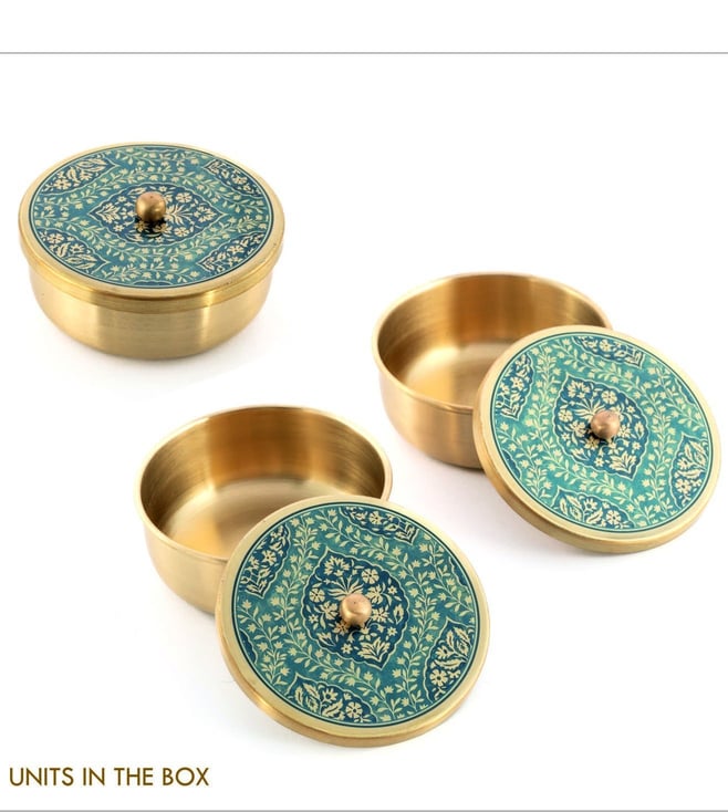 Buy Courtyard Blue And Gold Pure Brass Gift Box for Home Online @ Tata ...